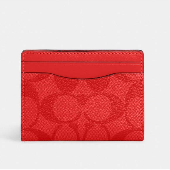 Coach | Accessories | Coach Red Signature Canvas Magnetic Card Case Nwt ...